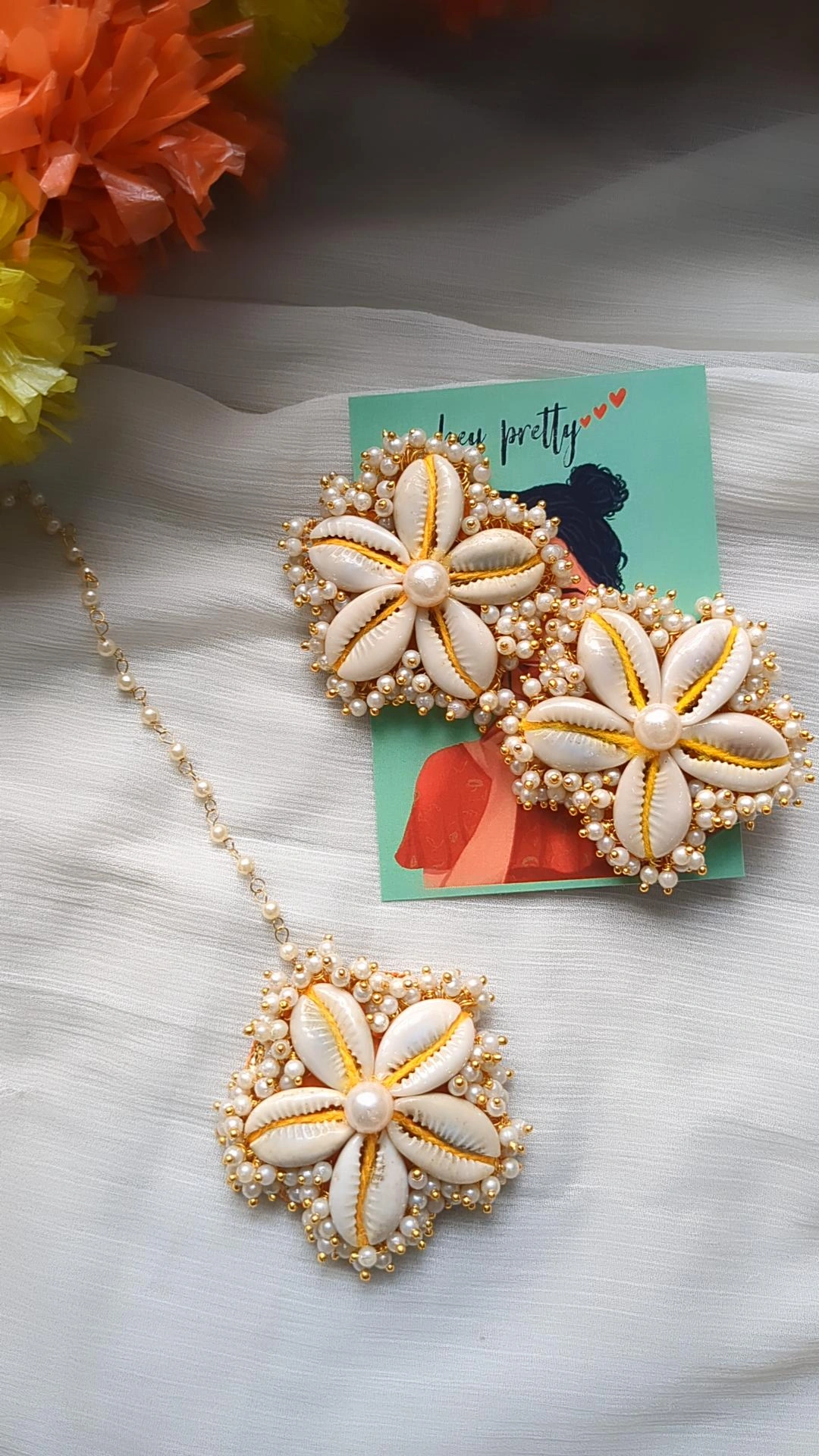 Pack of 5 sitara earrings & tika set - A RUFFLE STORY